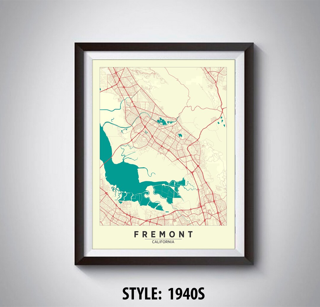 Map of Fremont, CA - Fremont Map - Fremont Poster - Office Décor - Wall ...