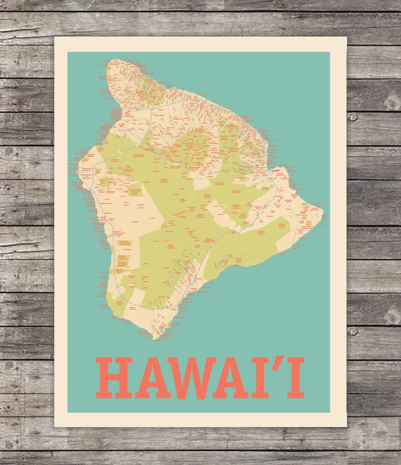 Hawaii 4 Island Map Set: Big Island Hawaii Oahu Maui Kauai | Etsy