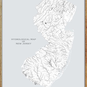 New Jersey Rivers and Lakes Map: Hydrological Poster - Etsy