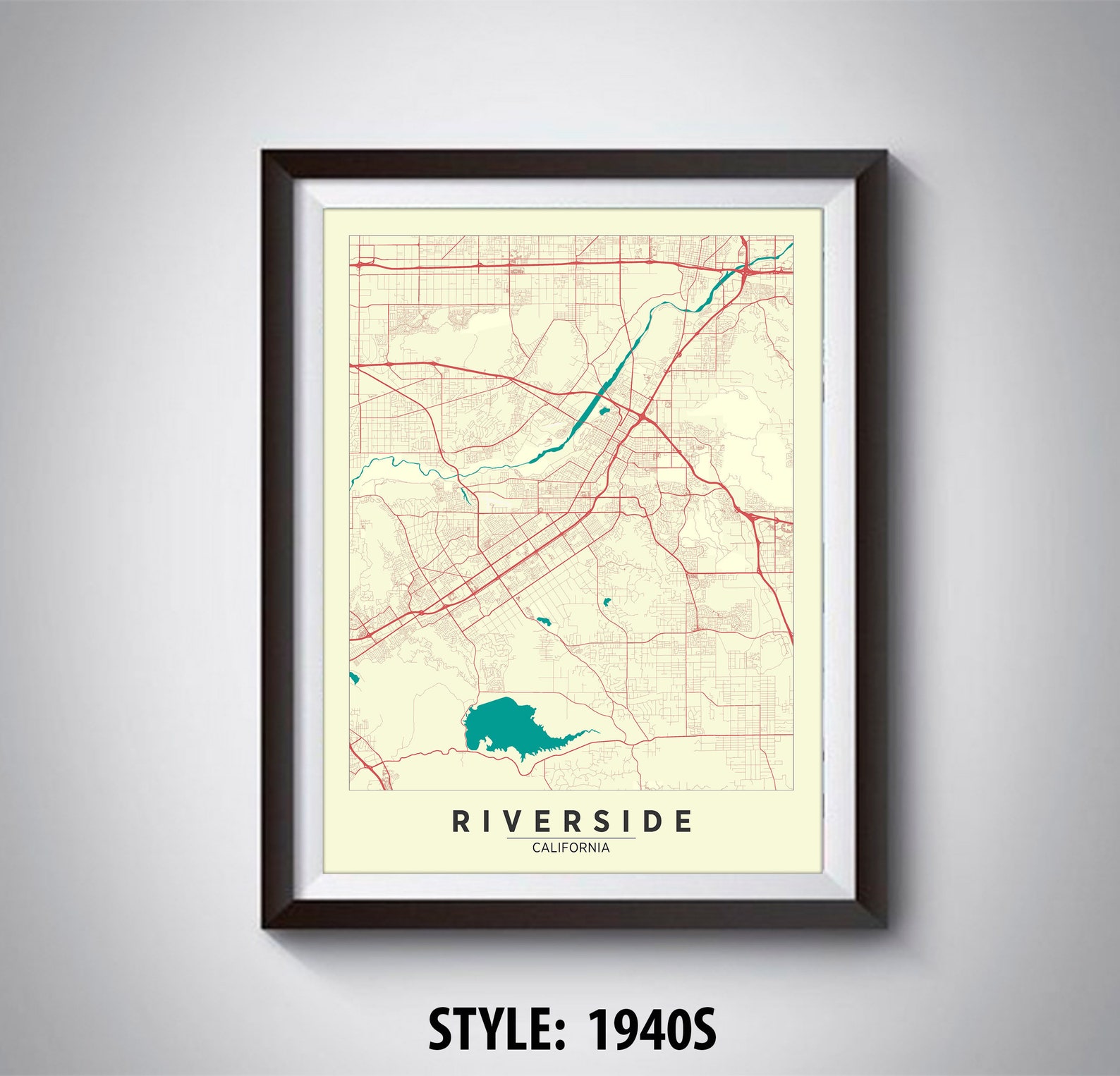 Map of Riverside CA Riverside Map Riverside Poster - Etsy