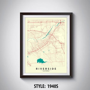 Map of Riverside, CA - Riverside Map - Riverside Poster - Office Décor ...