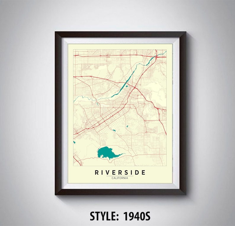 Map of Riverside CA Riverside Map Riverside Poster - Etsy