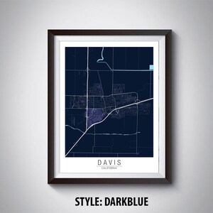 Map of Davis, CA - Davis Map - Davis Poster - Office Décor - Wall Art ...