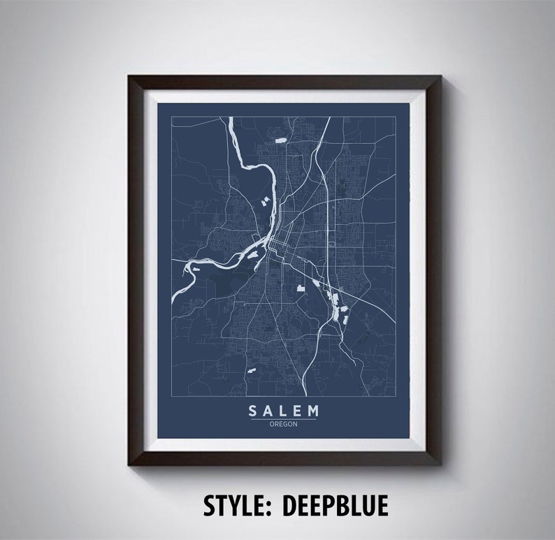 Map of Salem OR Salem Map Salem Poster Office Décor - Etsy