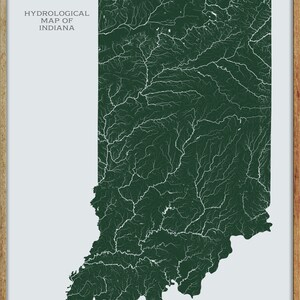 Indiana Rivers and Lakes Map: Hydrological Poster - Etsy