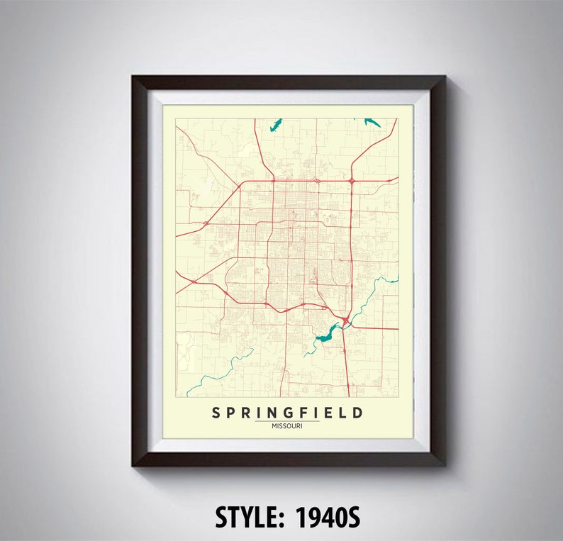 Springfield MO Map Art Print: Vintage Style Office Decor - Etsy