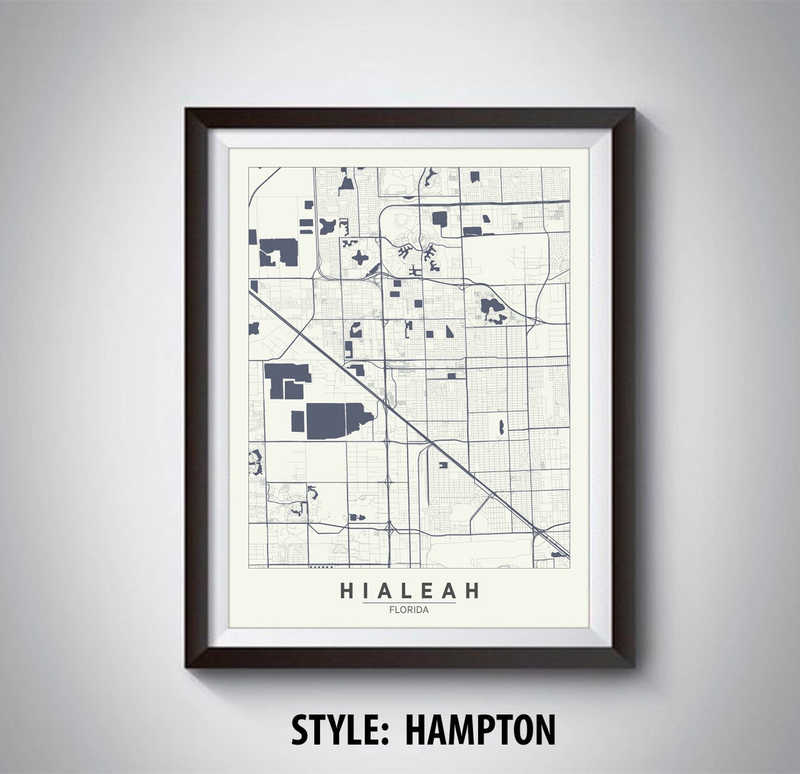 Map of Hialeah FL Hialeah Map Hialeah Poster Office - Etsy