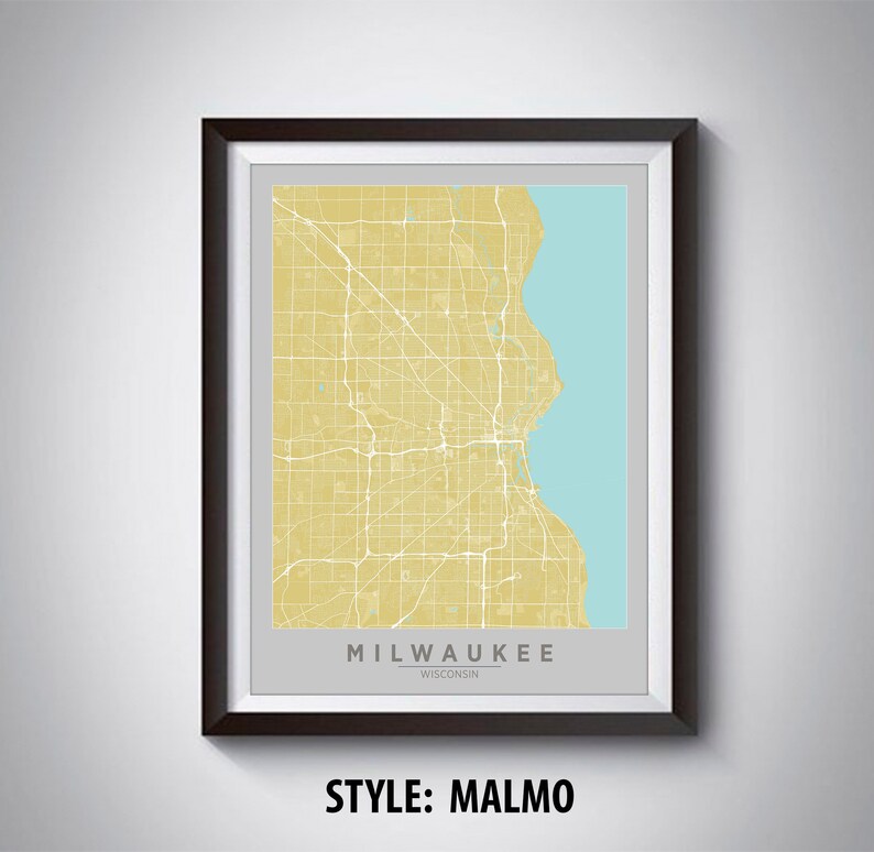 Map of Milwaukee WI Milwaukee Map Milwaukee Poster | Etsy