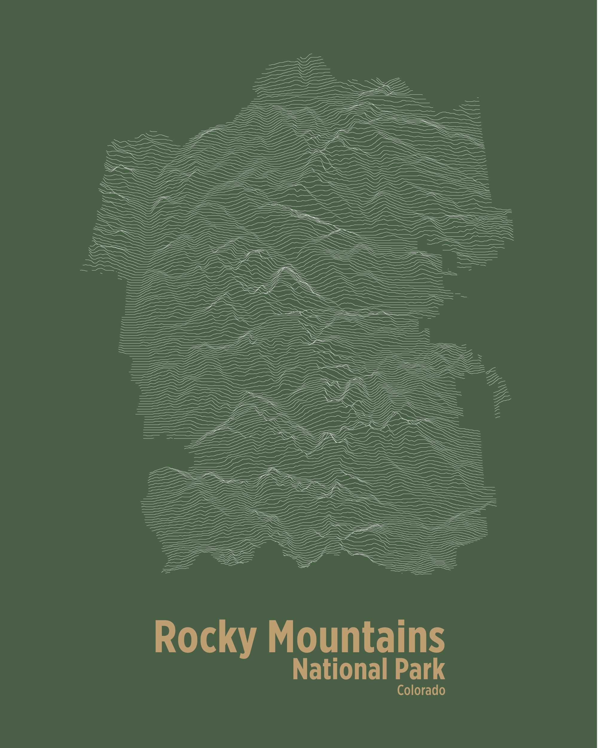 Rocky National Park Ridgeline Map - Geographic Contours Print of Ridges ...