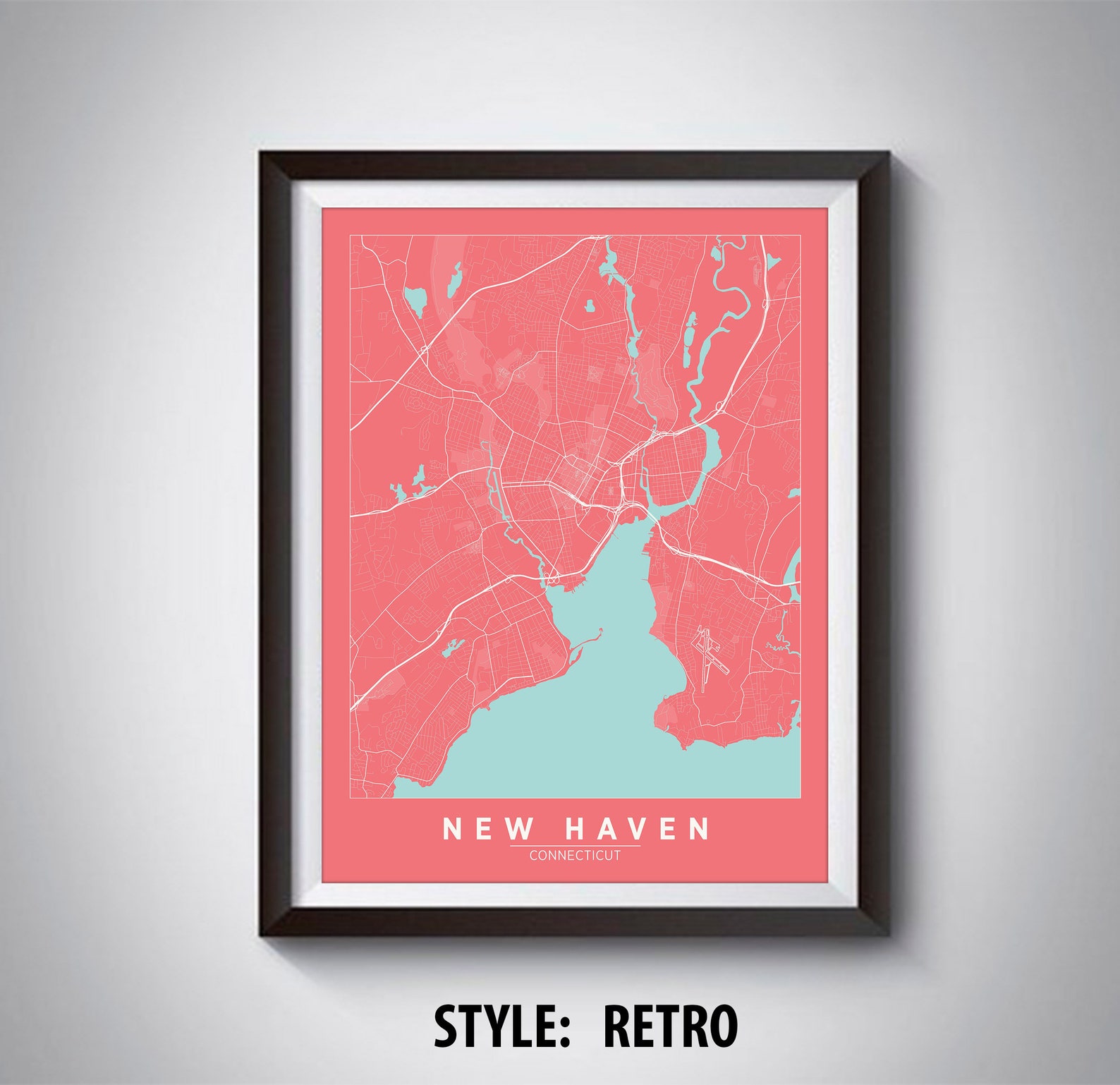 Map of New Haven CT New Haven Map New Haven Poster - Etsy