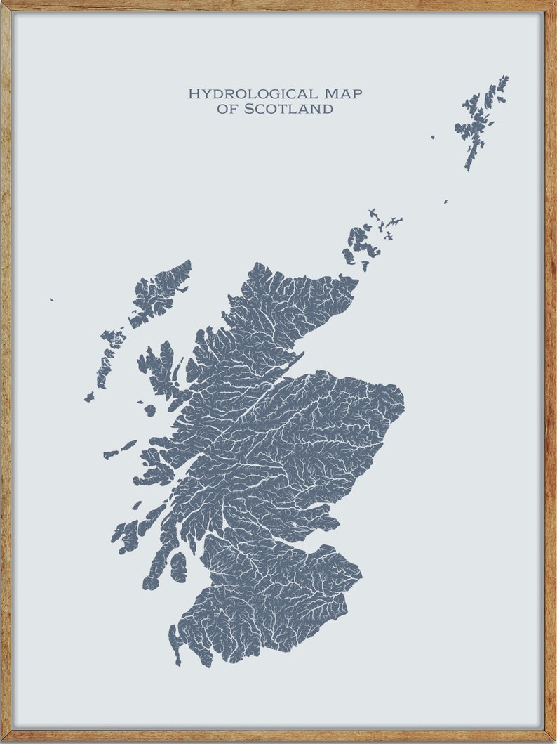 Hydrological Map of the Scotland Rivers and Lakes Print | Etsy