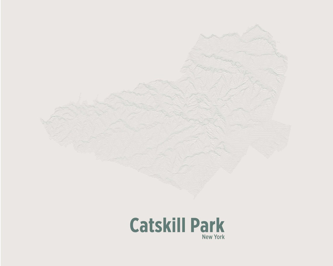Catskill Park Ridgeline Map Geographic Contours Print of - Etsy