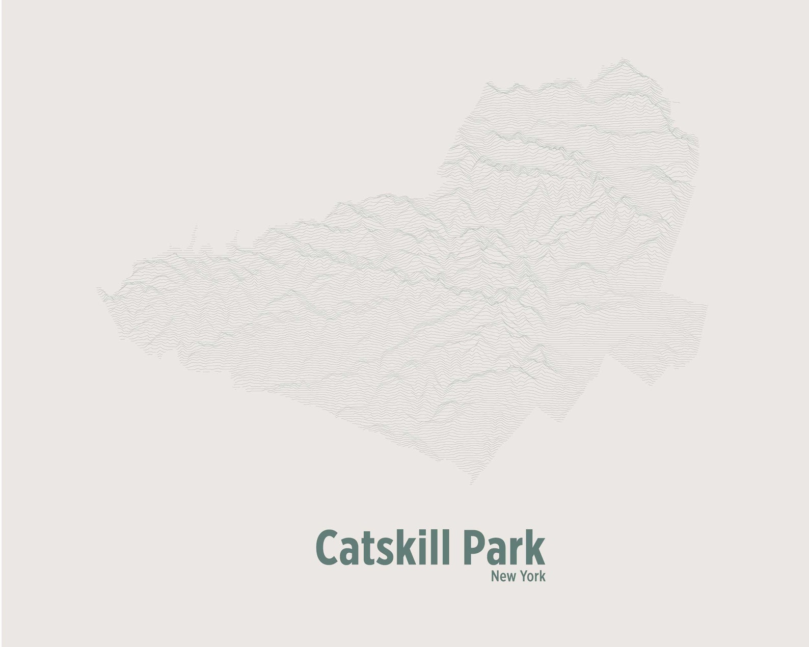 Catskill Park Ridgeline Map Geographic Contours Print of - Etsy