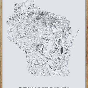 Wisconsin Rivers and Lakes Hydrological Map Poster - Etsy