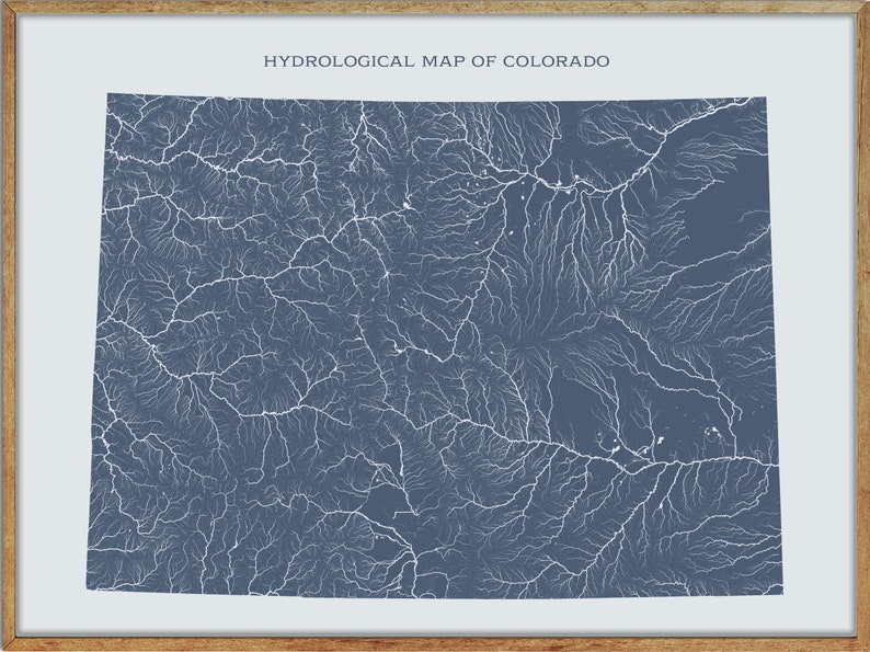 Colorado Rivers and Lakes Map Poster: Hydrological Art Print - Etsy