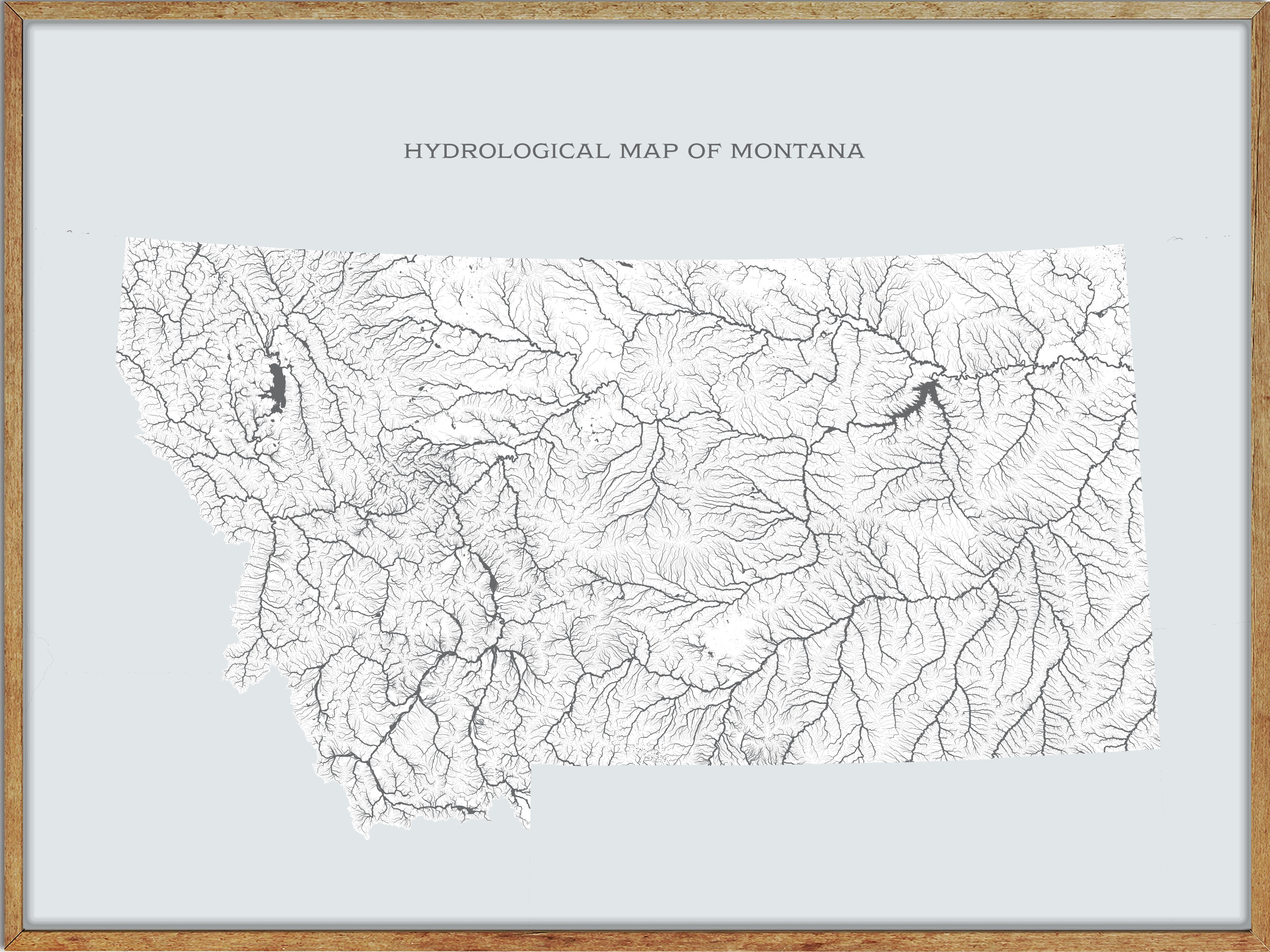 Montana Rivers and Lakes Map Poster: Hydrological Art Print - Etsy
