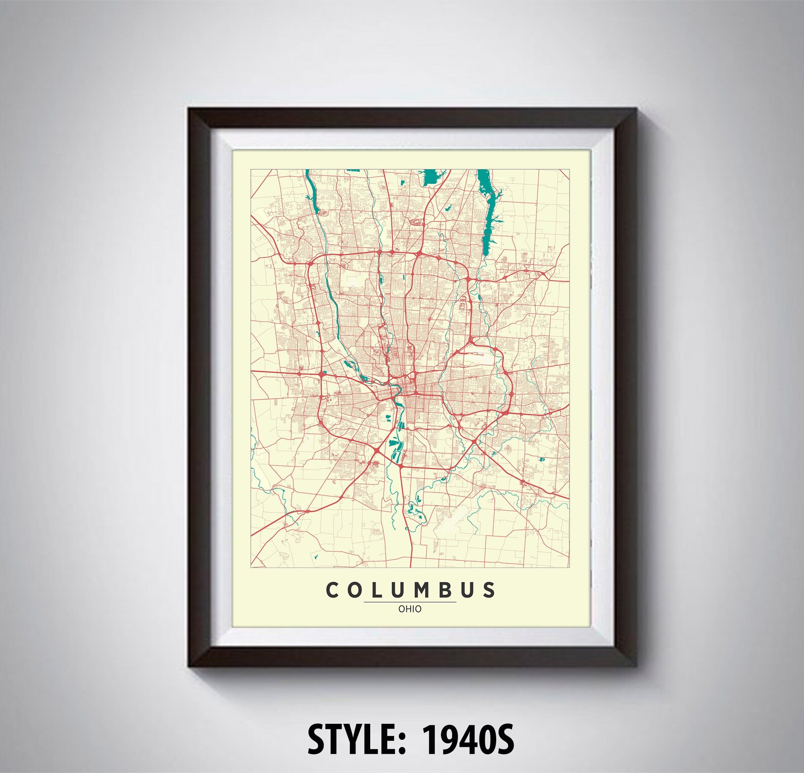 Map of Columbus OH Columbus Map Columbus Poster Office | Etsy