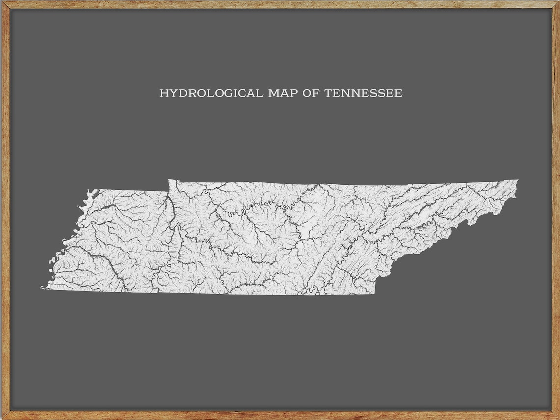 Tennessee Hydrological Map of Rivers and Lakes Tennessee | Etsy