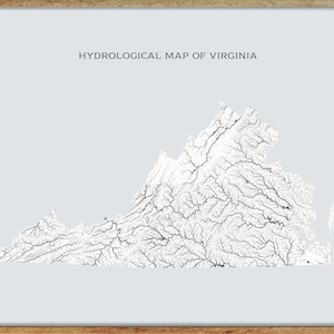 Virginia Hydrological Map of Rivers and Lakes Poster Map - Etsy