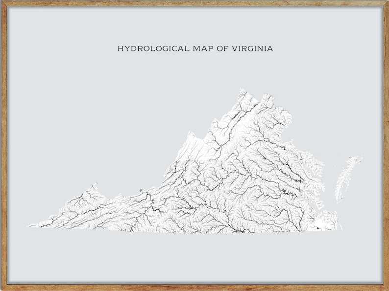 Virginia Hydrological Map of Rivers and Lakes Poster Map - Etsy