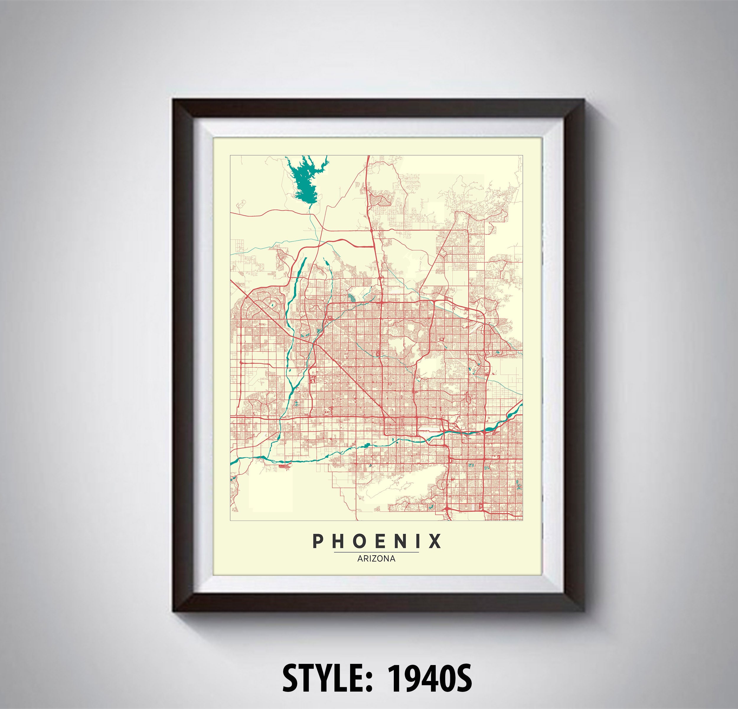 Map of Phoenix Arizona Phoenix Map Phoenix Poster | Etsy