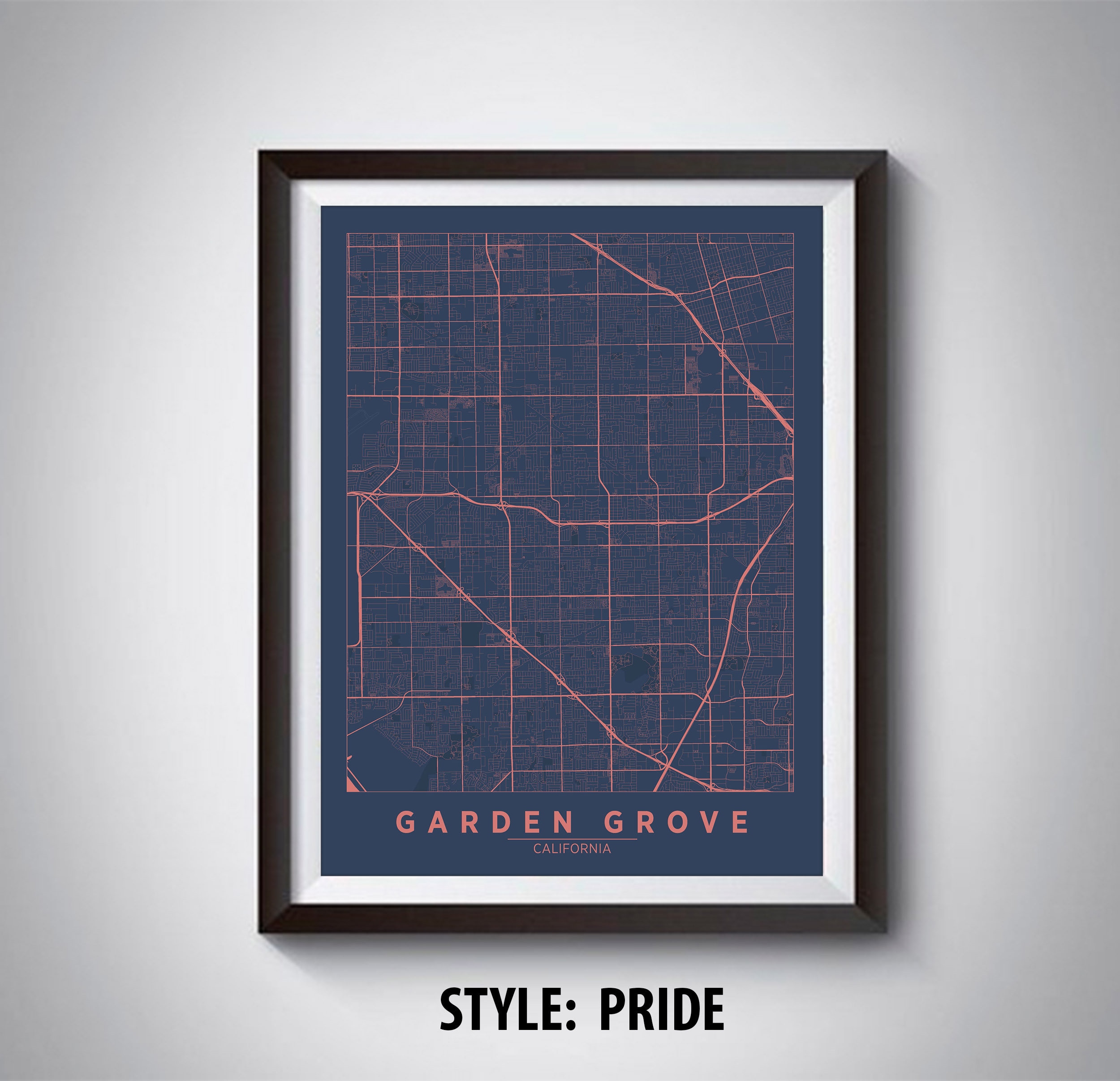 Map of Garden Grove CA Garden Grove Map Garden Grove - Etsy
