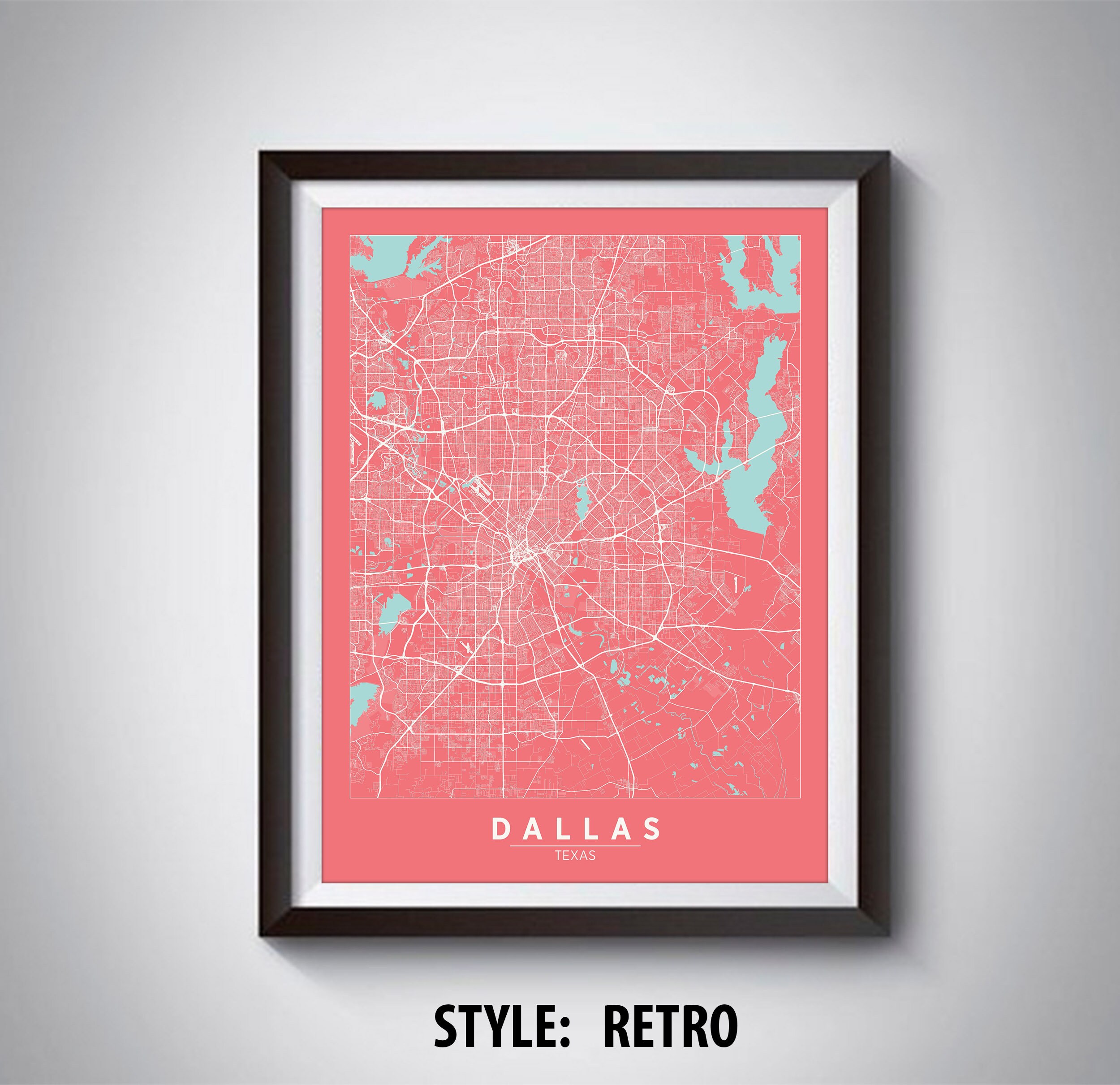 Map of Dallas TX Dallas Map Dallas Poster Office Décor - Etsy