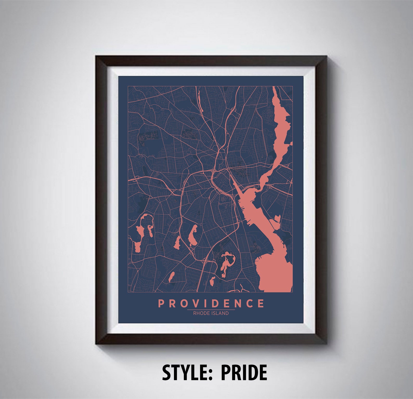 Map of Providence RI Providence Map Providence Poster - Etsy