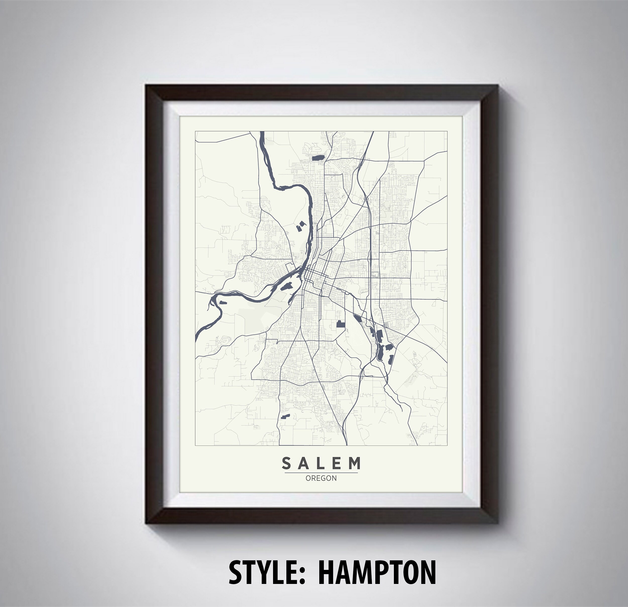 Map of Salem OR Salem Map Salem Poster Office Décor - Etsy
