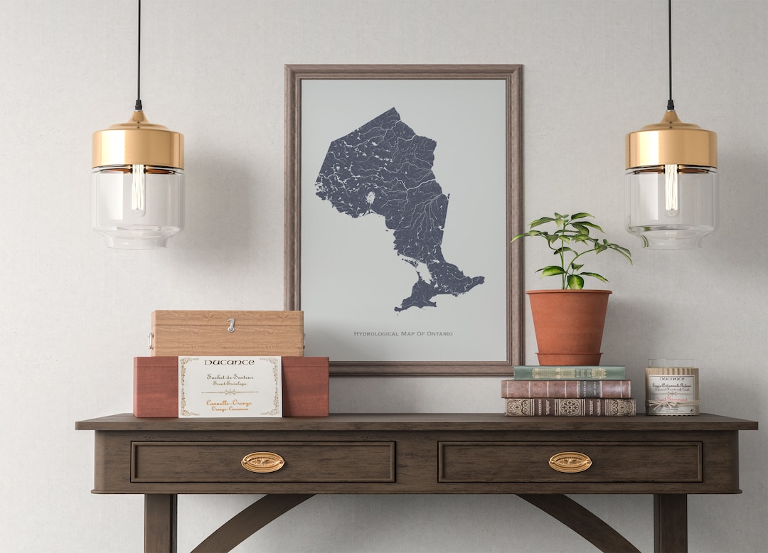 Ontario Hydrological Map of Rivers and Lakes, Ontario Rivers Poster Map ...