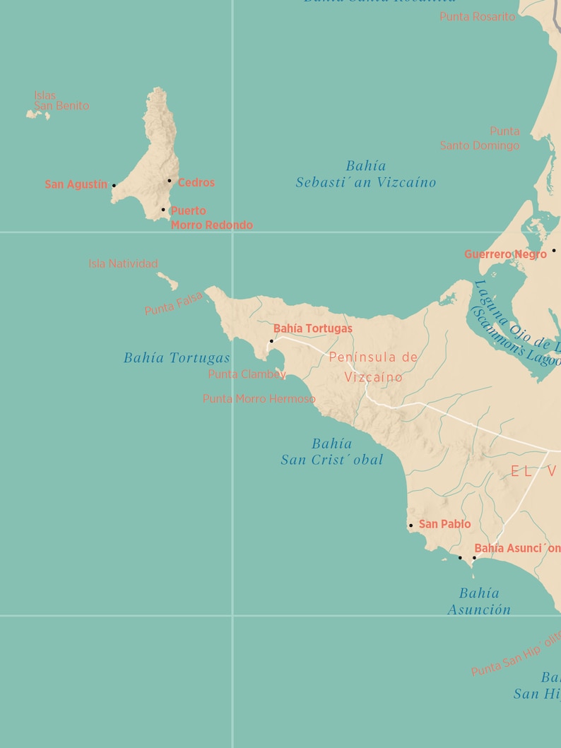 Baja California Map Baja Map Print Baja Mexico Poster - Etsy