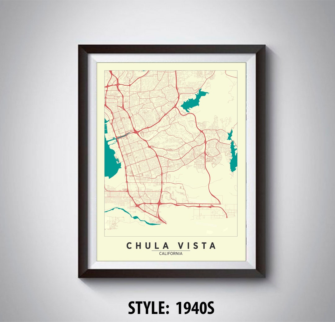 Map of Chula Vista, CA - Chula Vista Map - Chula Vista Poster - Office ...