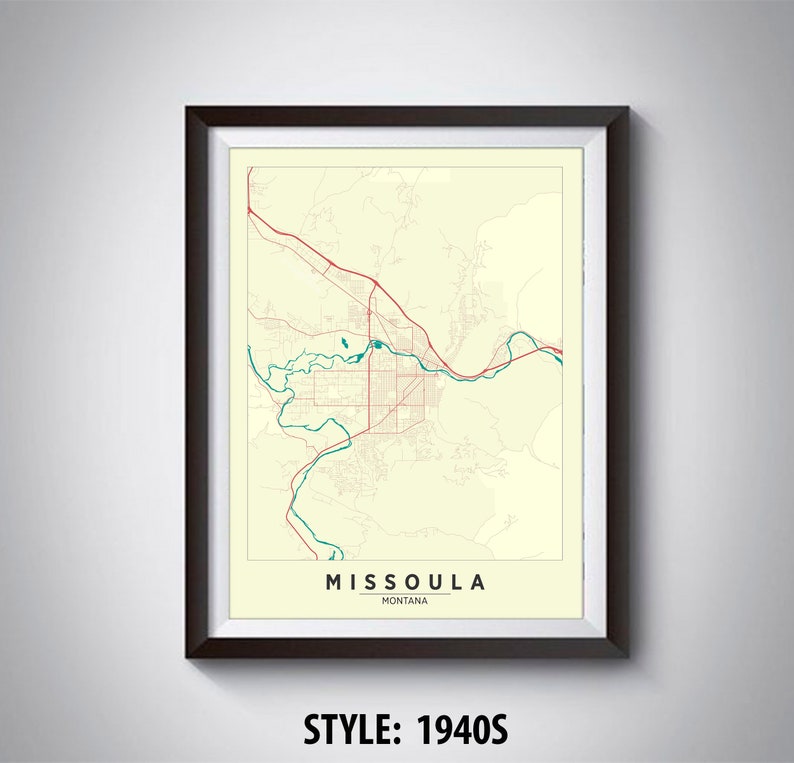 Map of Missoula MT Missoula Map Missoula Poster Office - Etsy