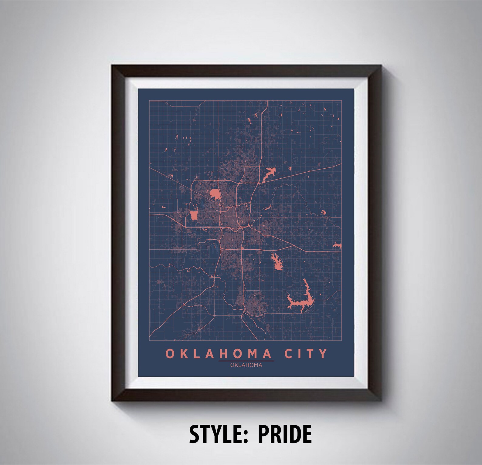 Map of Oklahoma City OK Oklahoma City Map Oklahoma City - Etsy