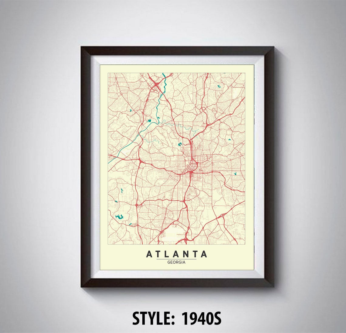 Map of Atlanta GA Atlanta Map Atlanta Poster Office | Etsy