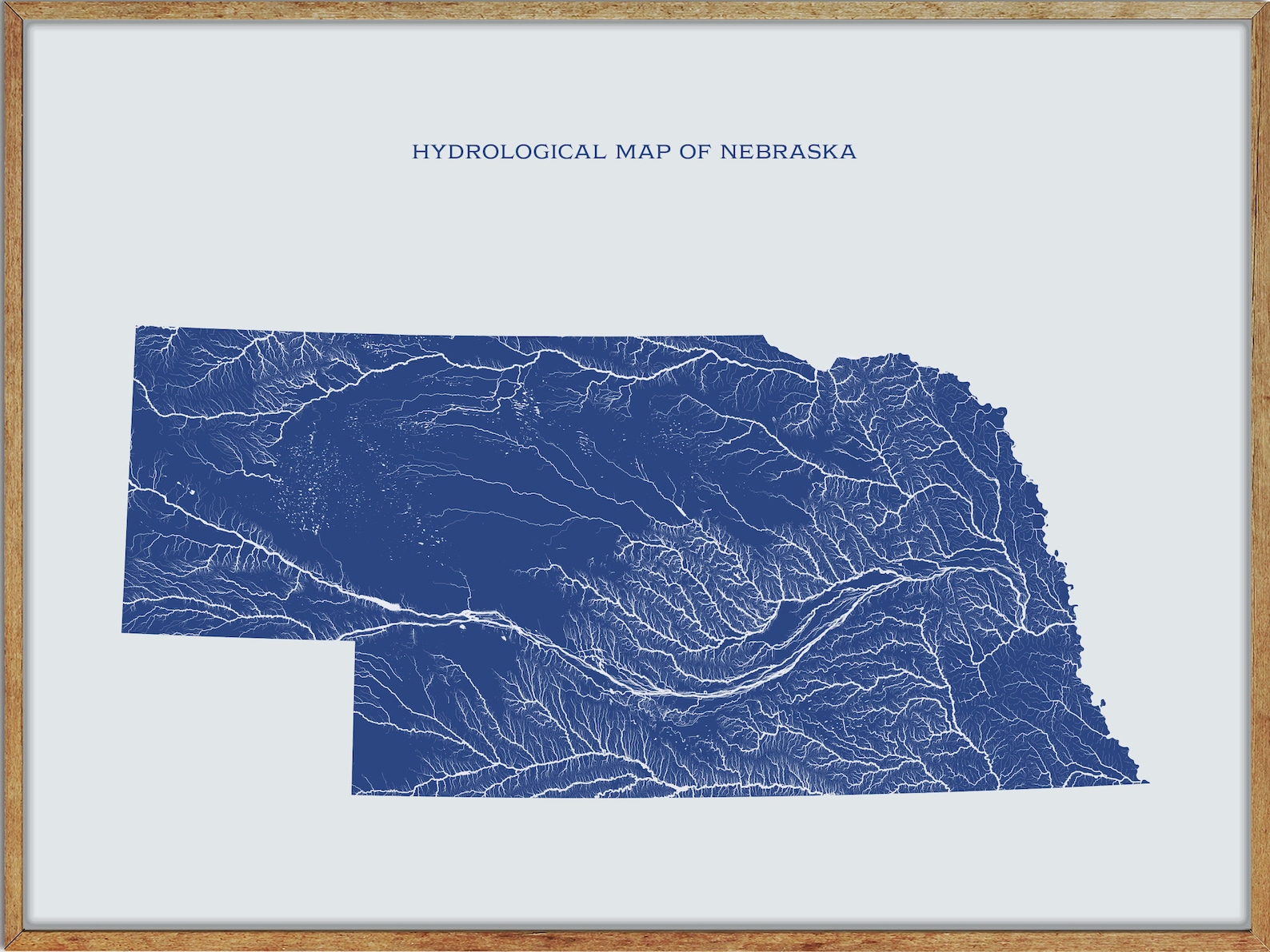 Nebraska Hydrological Map of Rivers and Lakes Nebraska Rivers - Etsy