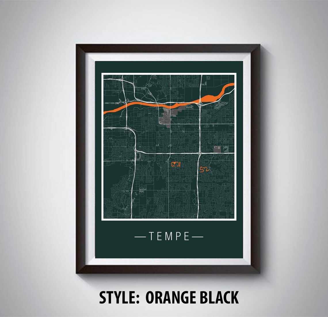 Map of Tempe AZ Tempe Map Tempe Poster Office Décor - Etsy