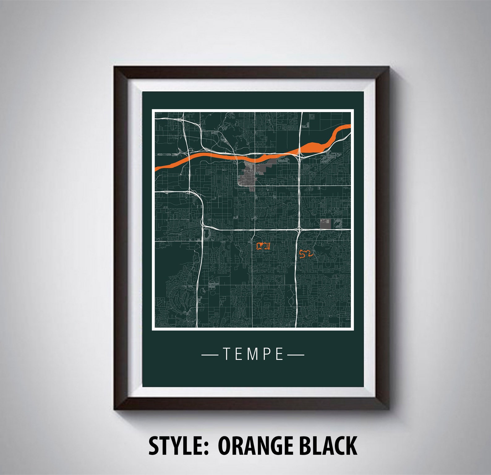 Map of Tempe AZ Tempe Map Tempe Poster Office Décor - Etsy