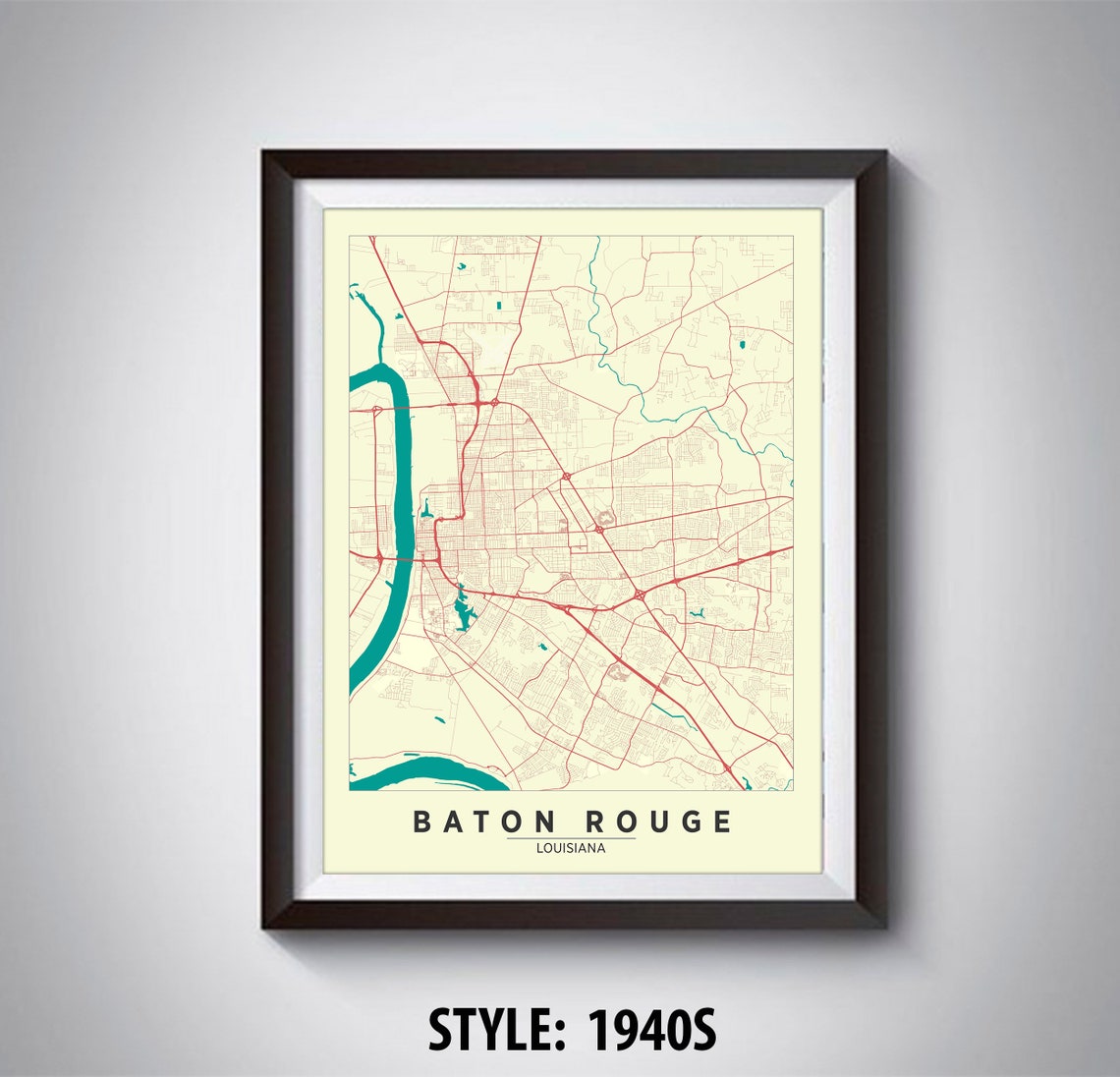 Map of Baton Rouge LA Baton Rouge Map Baton Rouge Poster - Etsy