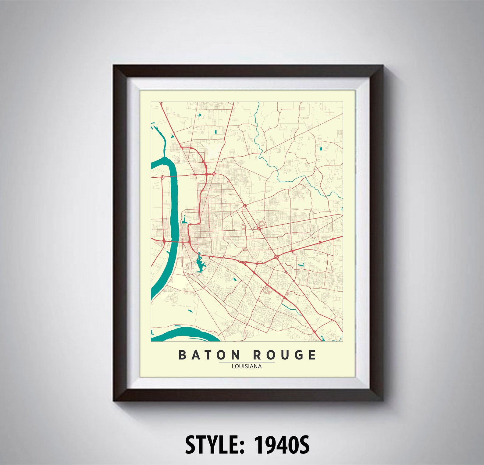 Map of Baton Rouge LA Baton Rouge Map Baton Rouge Poster - Etsy