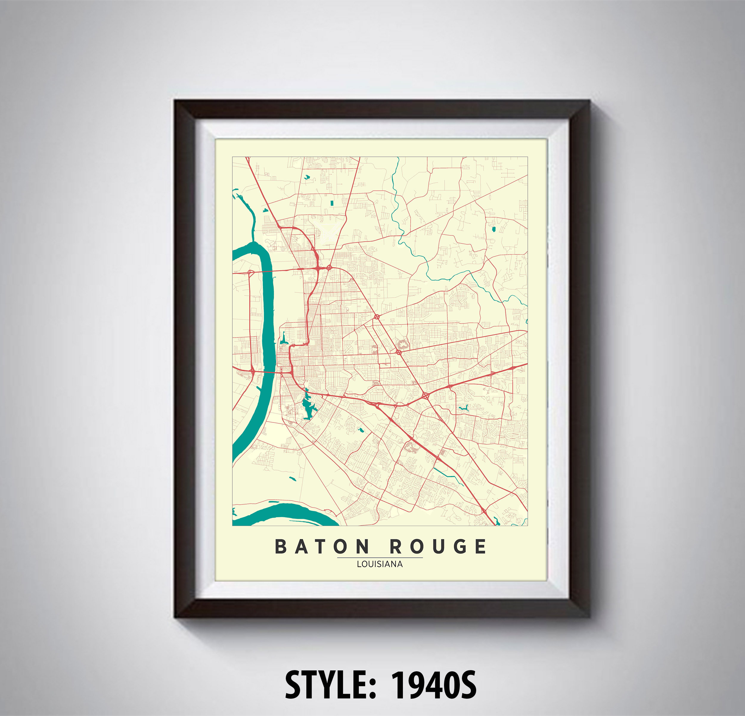 Map of Baton Rouge LA Baton Rouge Map Baton Rouge Poster - Etsy