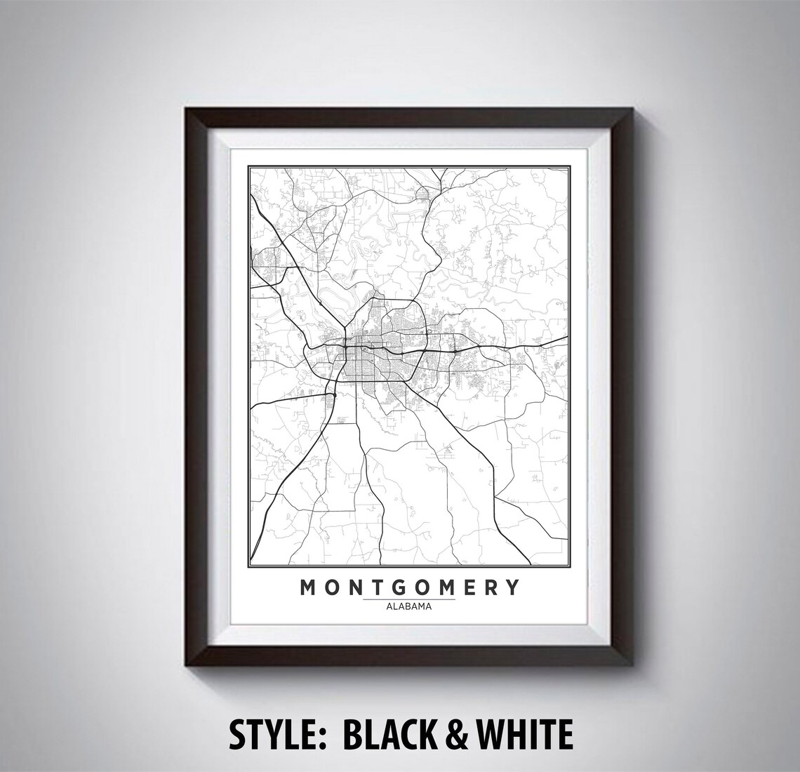 Map of Montgomery AL Montgomery Map Montgomery Poster | Etsy