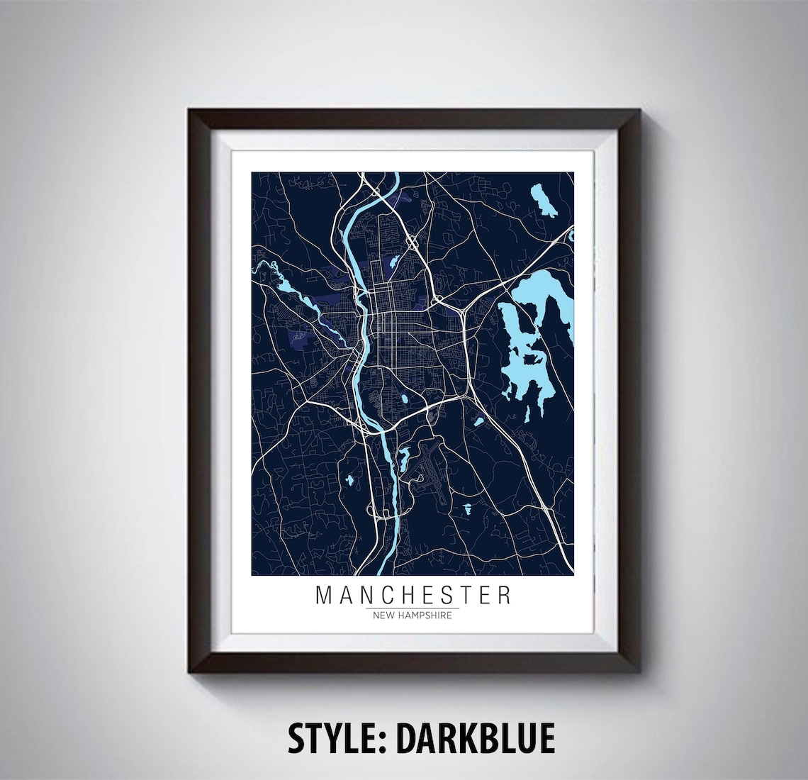 Map of Manchester NH Manchester Map Manchester Poster - Etsy