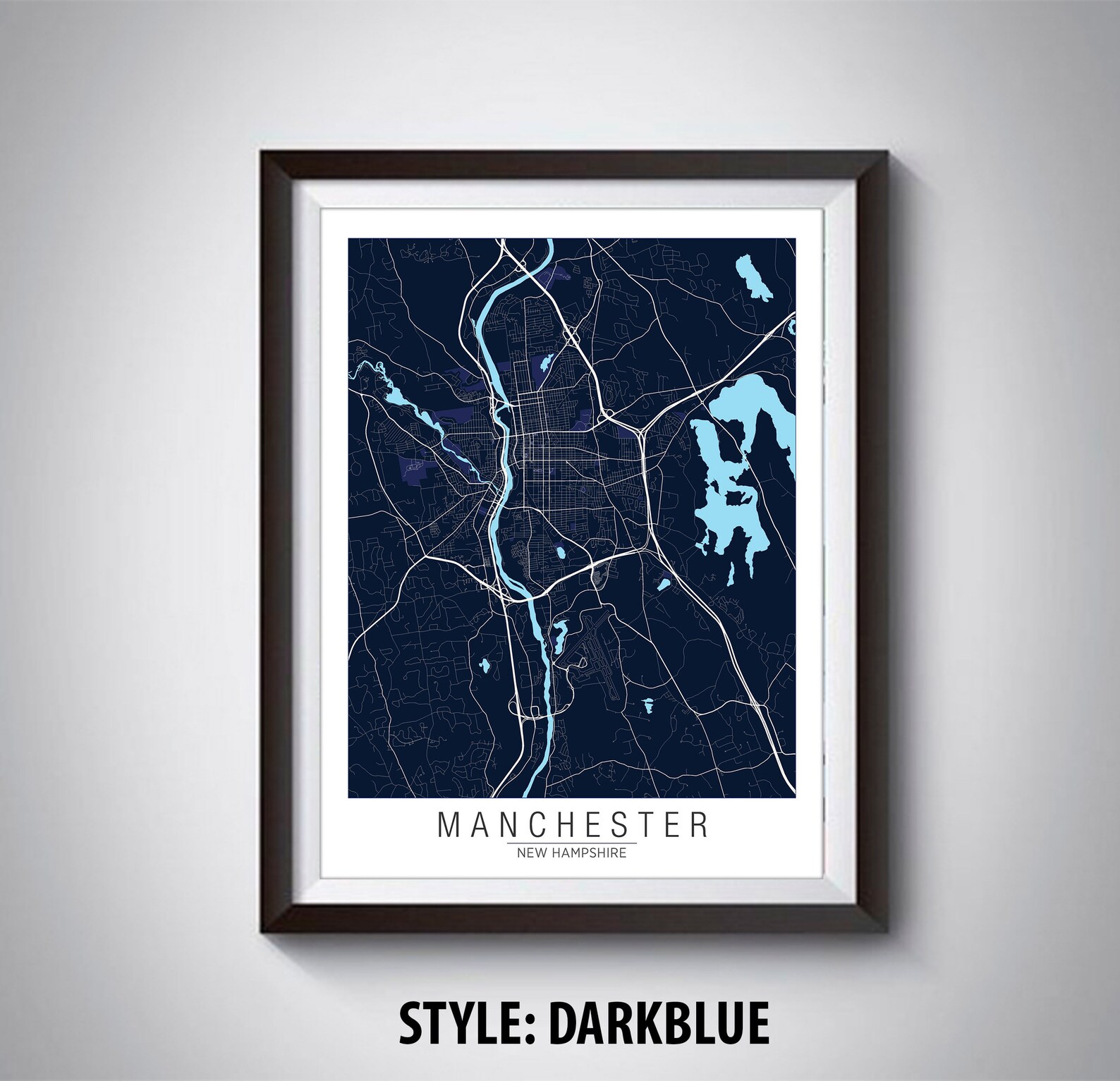 Map of Manchester NH Manchester Map Manchester Poster - Etsy