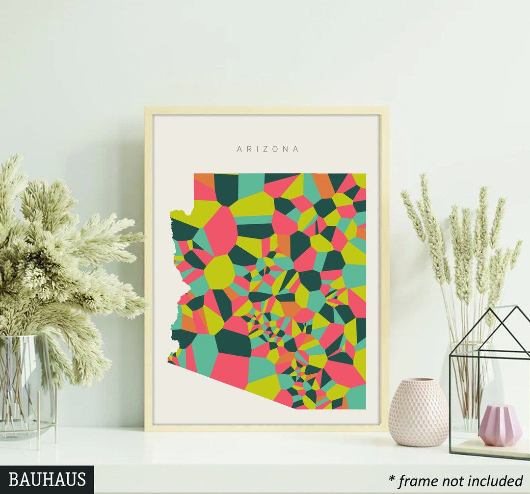 Arizona Polygon Map Print, Dimensional Midcentury Wall Art, Arizona ...