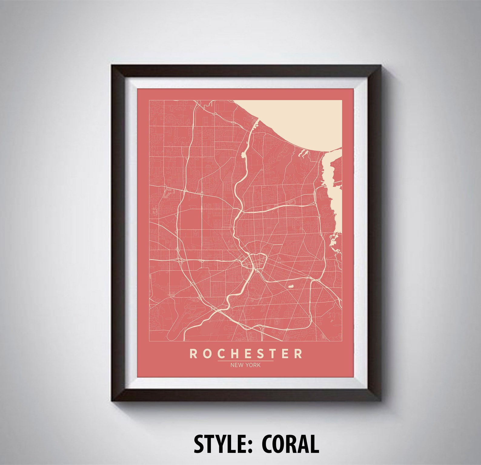 Map of Rochester NY Rochester Map Rochester Poster | Etsy