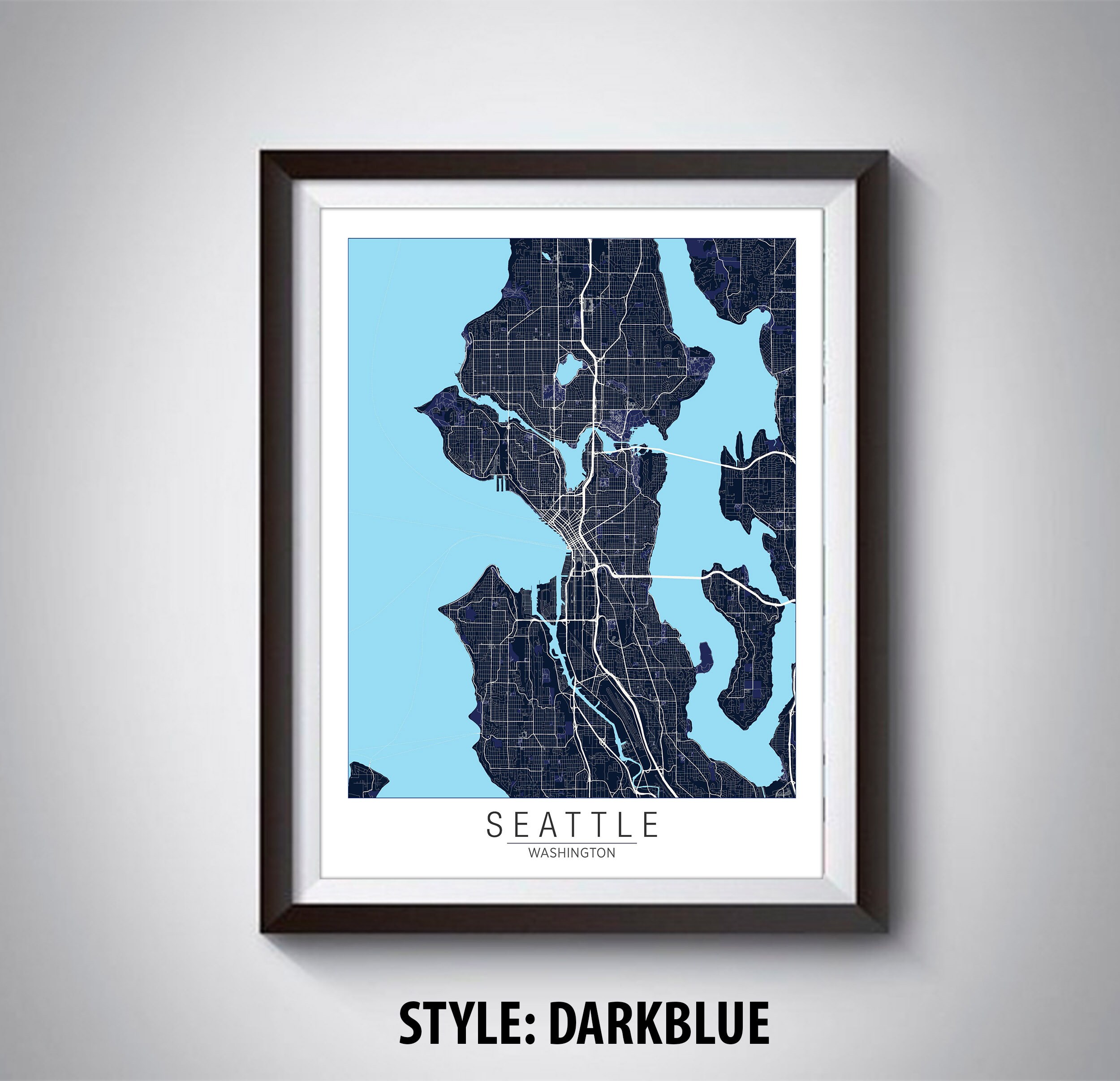 Seattle Map Print: Washington State, Modern Wall Art - Etsy