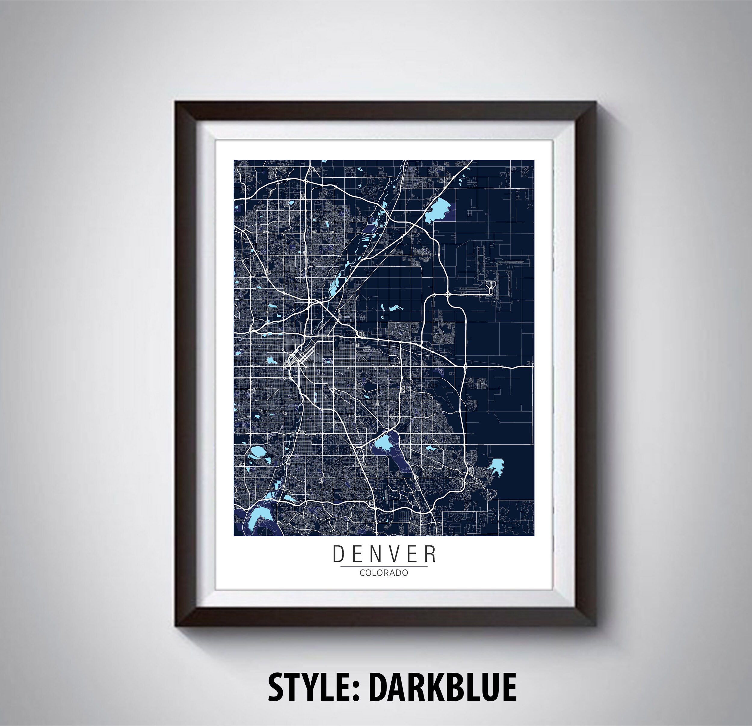 Map of Denver CO Denver Map Denver Poster Office Décor | Etsy