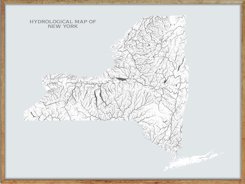New York Hydrological Map of Rivers and Lakes New York Rivers - Etsy