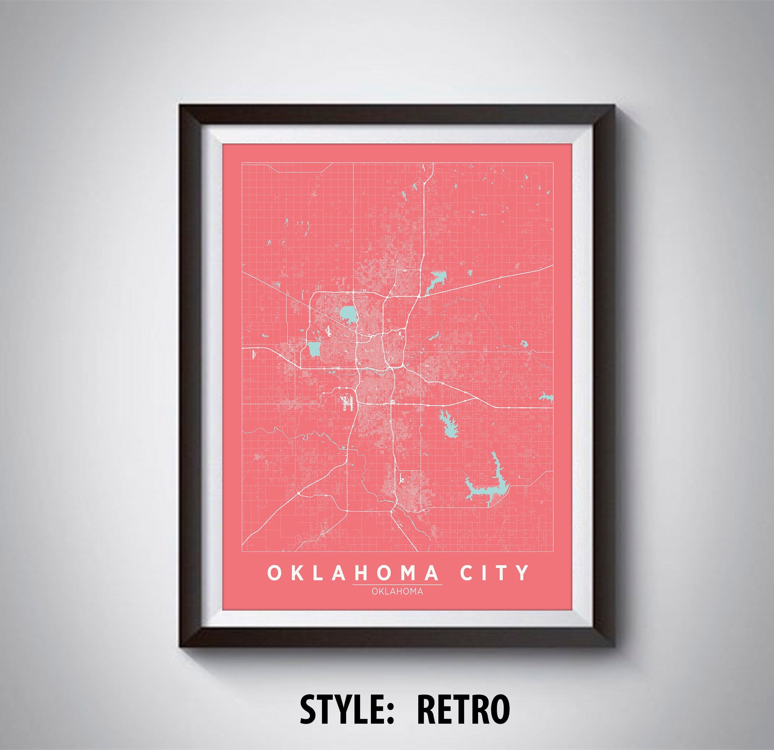 Map of Oklahoma City OK Oklahoma City Map Oklahoma City - Etsy